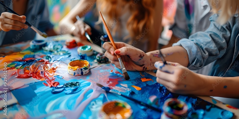 People expressing themselves doing art during an art therapy workshop ...