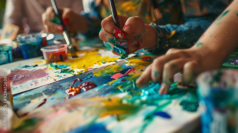 People expressing themselves doing art during an art therapy workshop ...