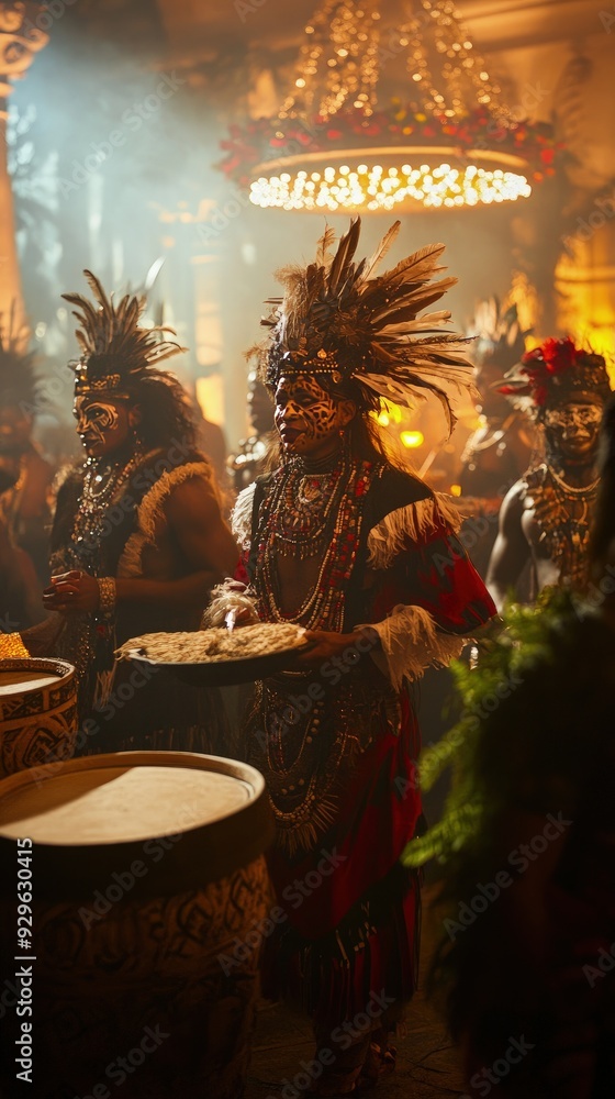 African ceremonial dance, with performers wearing masks of animals like ...