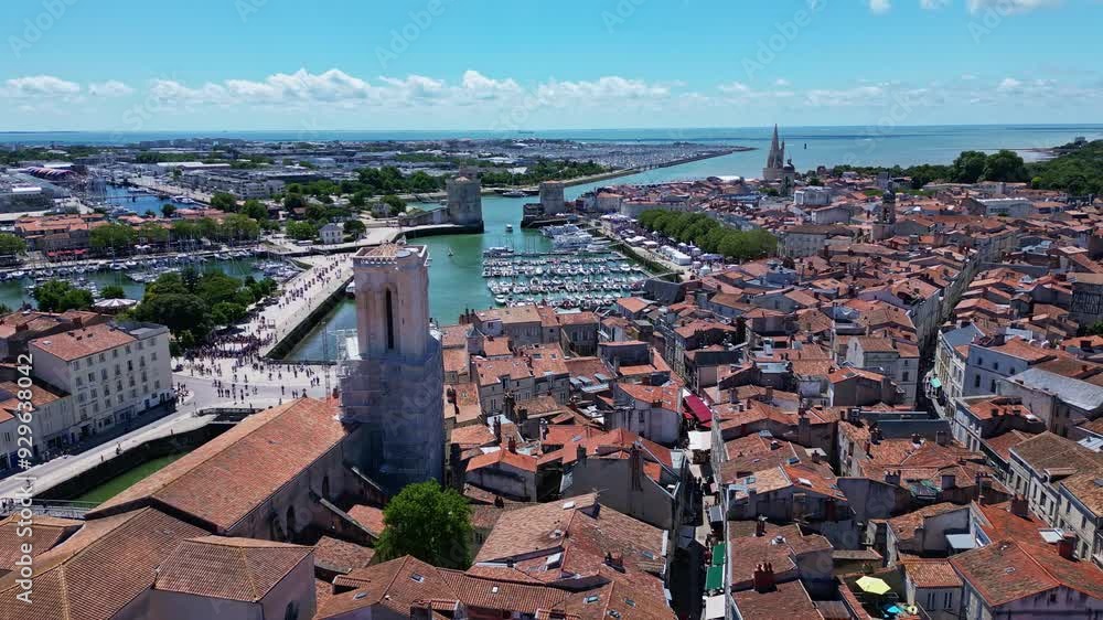 Panoramic view of the famous town La Rochelle with its old port, and ...
