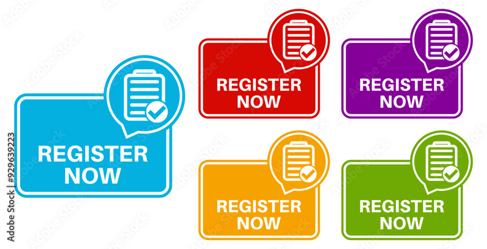 collection Vector Illustration register now Label sign template design ...