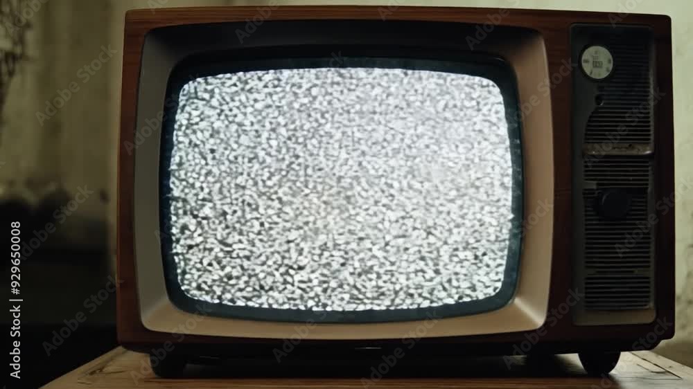 A vintage television with a classic design and dials sits in an old ...