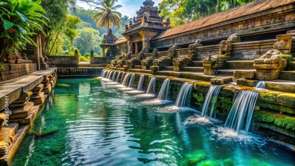 Holy spring water in temple pura Tirtha Empul in Tampak, Bali ...