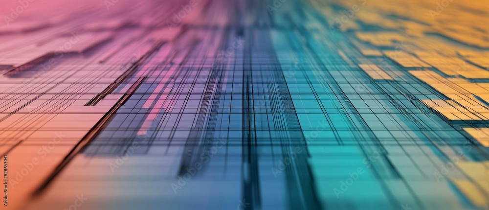 3D matrix plot with color variations and grid overlays, background ...
