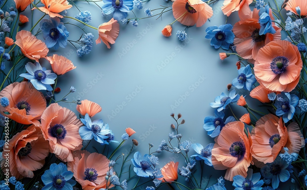 beautiful round frame made of light pink paper with delicate pastel ...