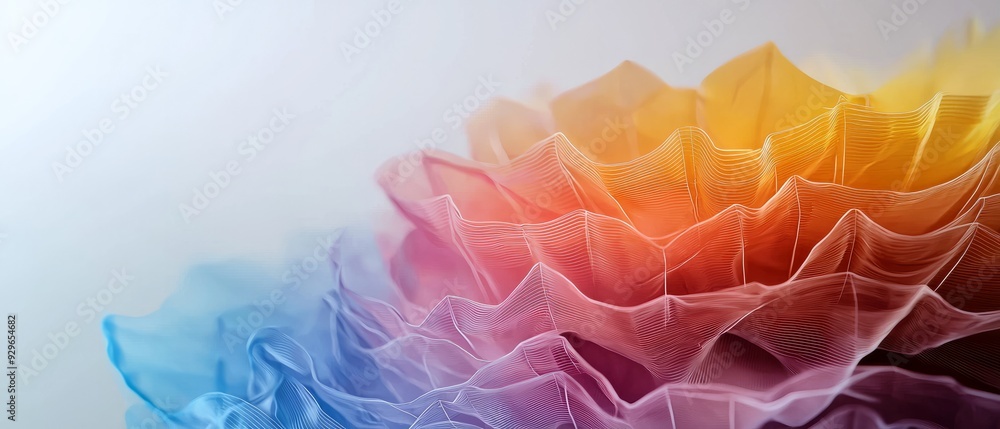 3D radar chart with multiple axes and distinct data regions, background ...