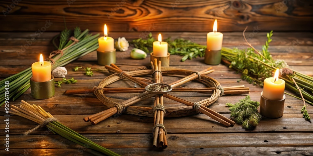 Wiccan altar set up for Imbolc sabbat with Brigid's cross amulet ...