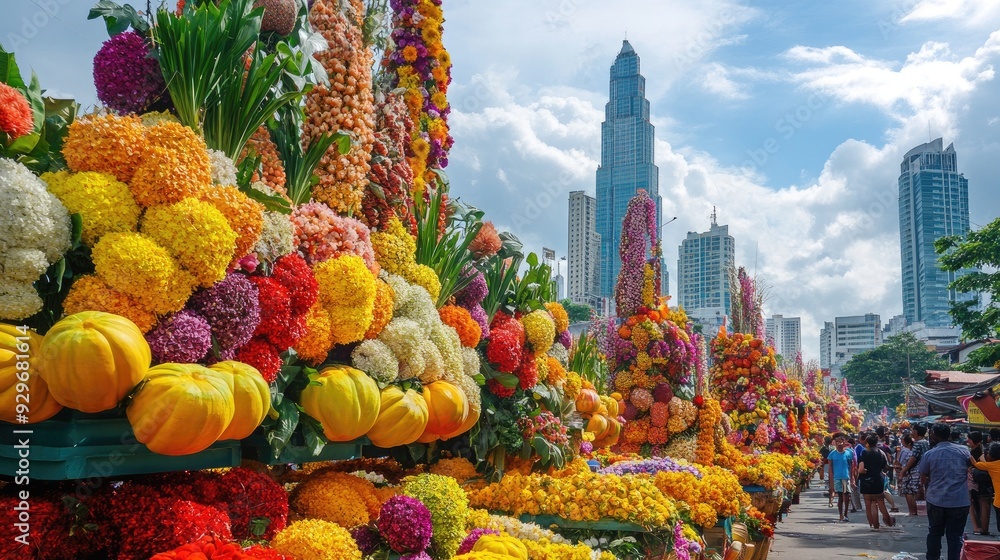 The Kadayawan Festival in full swing, with floats covered in flowers ...