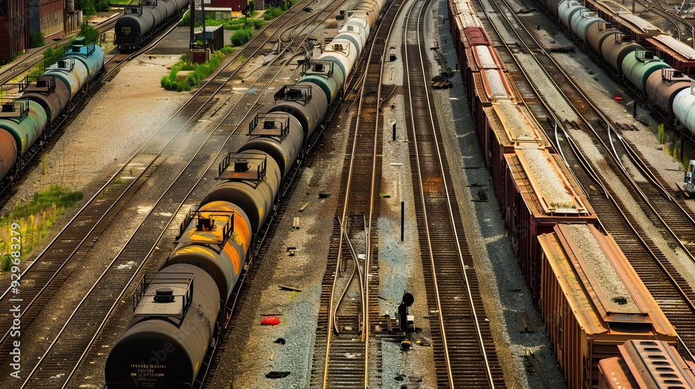 Miniature model trains on complex railway tracks at a model railway ...