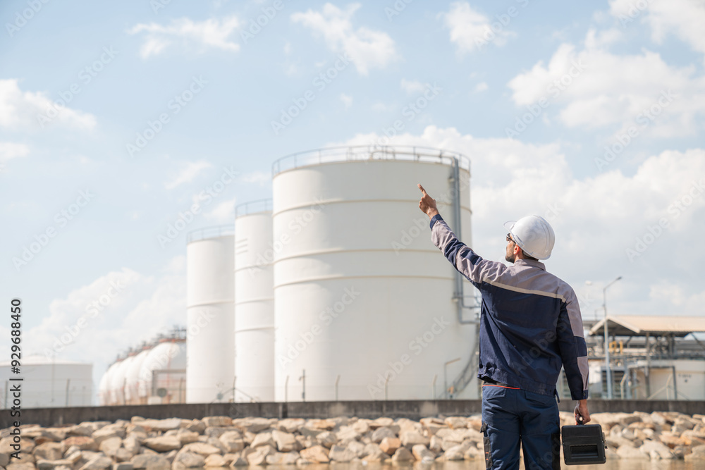 Mechanical engineer working and holding toolbox to checking and ...