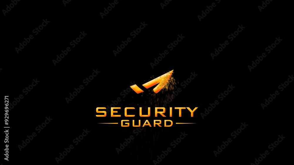 security guard text animation with dust sprinkle particle effect on ...