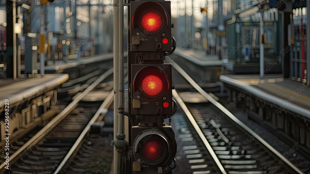 Railway workers in orange uniforms inspecting tracks at a busy train ...