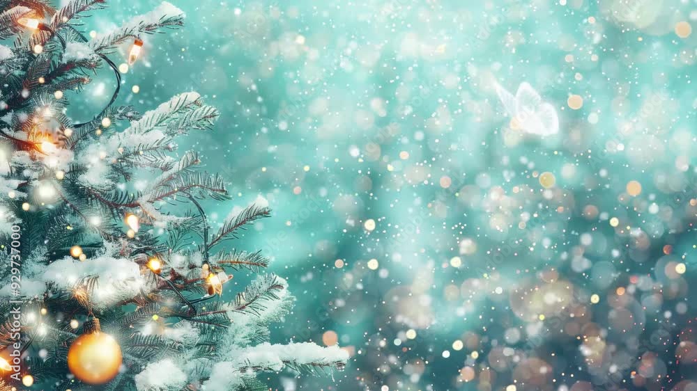 winter tree holiday snow background seamless looping overlay 4k virtual ...