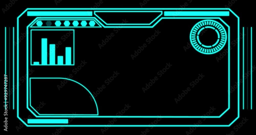 4K digital green color HUD futuristic background in Alpha Channel ...
