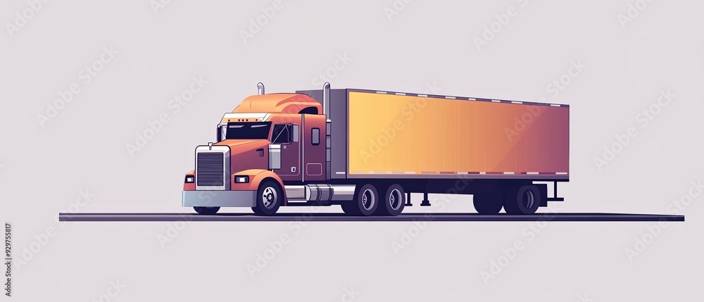 freight truck in flat design side view transportation animation ...