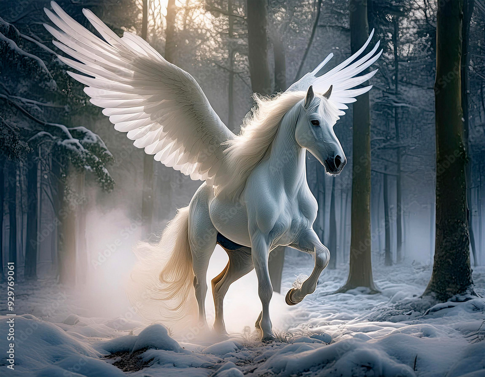 pegaso el caballo alado de Zeus en la mitología Griega Stock Photo | Adobe Stock