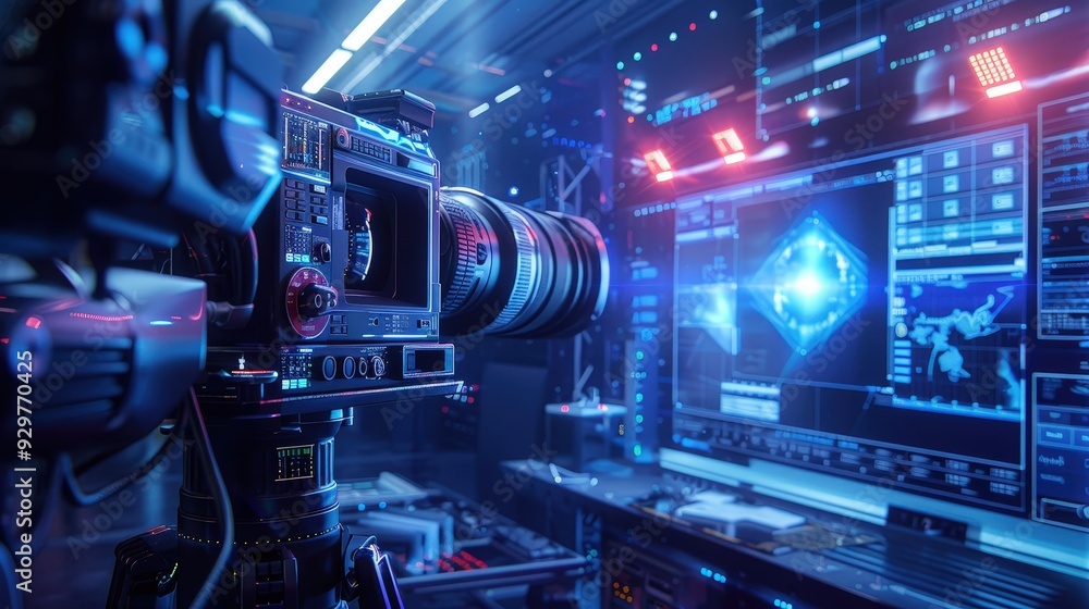 Depict the use of advanced technology tools in film production. Stock ...