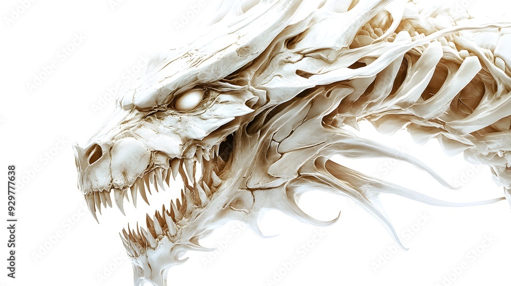 Skeletal dragon in a masquerade-style Halloween mask, elaborate bone ...
