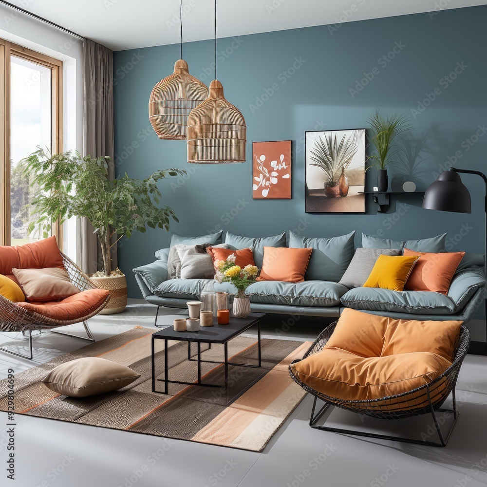 Scandinavian Style Color Palettes for Modern Home Interiors Stock ...