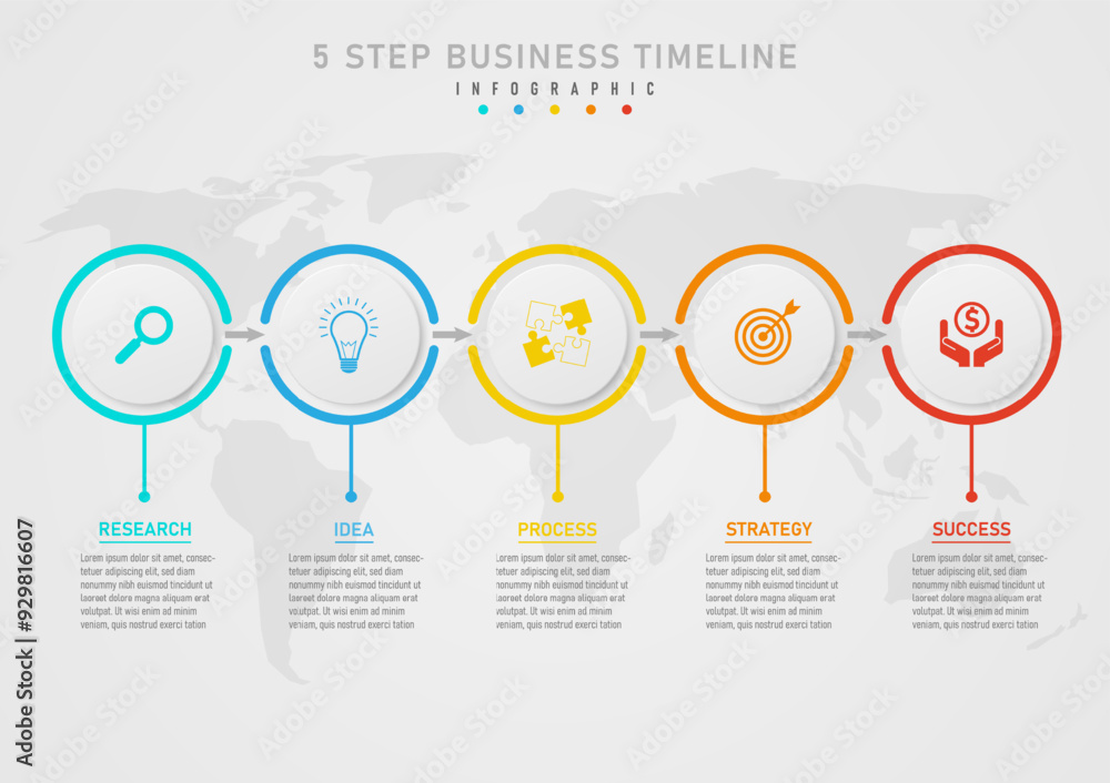 Infographic 5 business steps to success template The gray buttons have ...