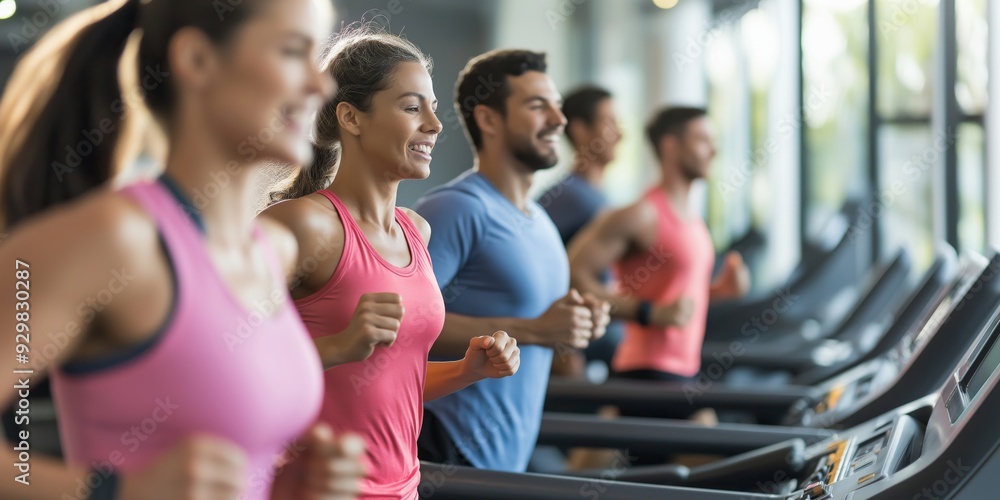 Fitness enthusiasts who run on treadmills stress leading a healthy ...