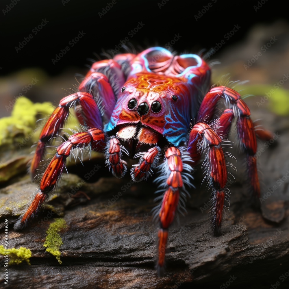 Surreal Art of Chromatopelma Cyaneopubescens Tarantula Design Stock ...