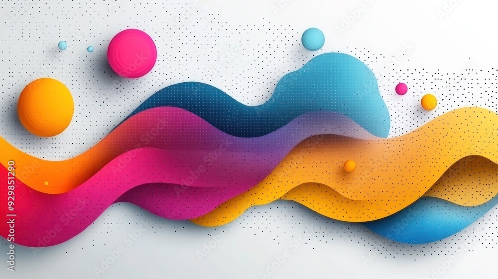 Modern abstract design with vibrant, overlapping wave shapes in bold ...