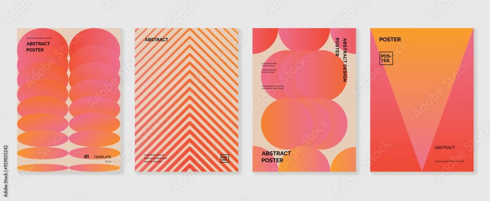 Collection of 70s color gradient poster background vector. Set of retro ...