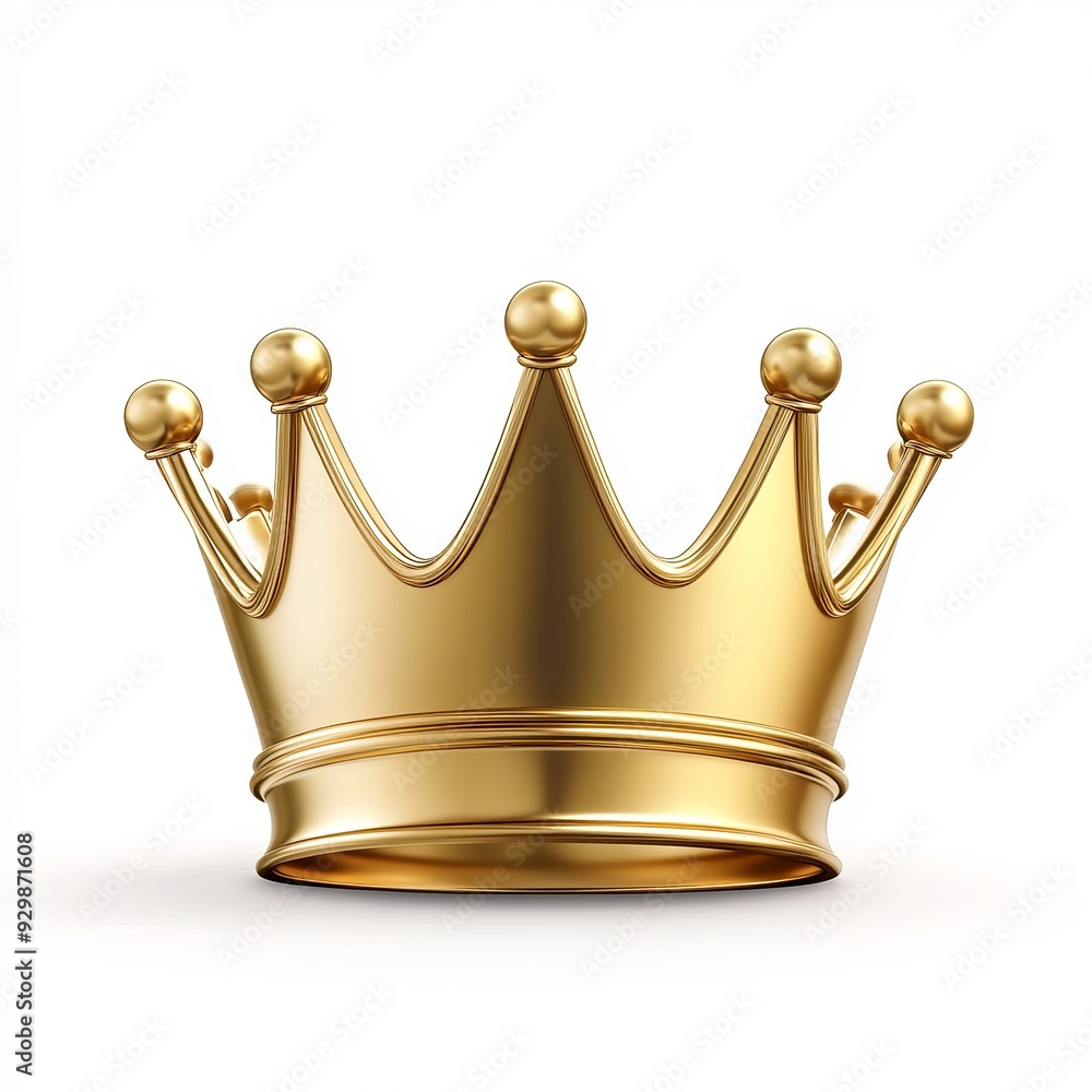 3D Isolated Gold Crown Icon on White Background. Create the Golden ...