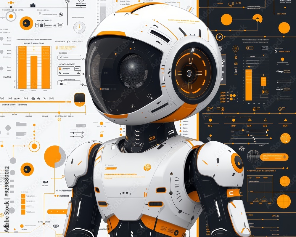 vector illustration cartoon flat design D Data Sc 271 robot, toy, retro ...