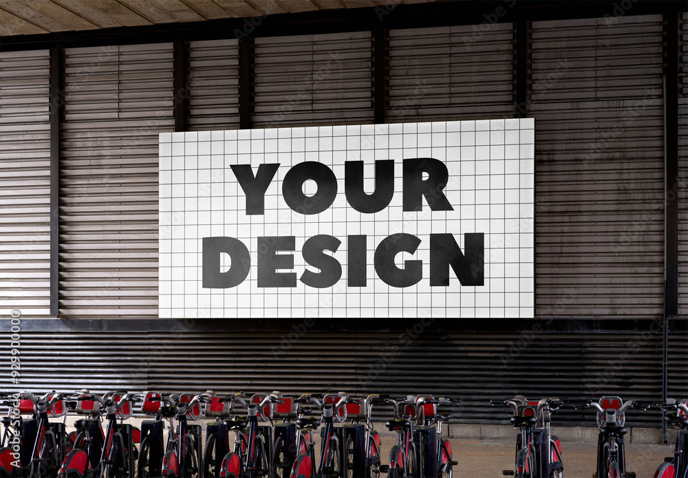 Mockup Of Customizable Horizontal Sign On Building Stock Template ...