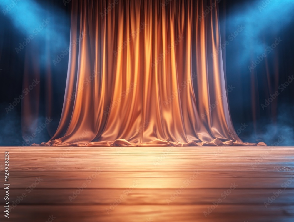 Classic Theater Auditorium Stage with Curtains Drawn Back, Anticipation ...
