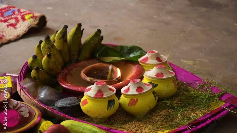 Traditional Bengali Arti Thali with Sacred Fire for Rituals Stock Video ...