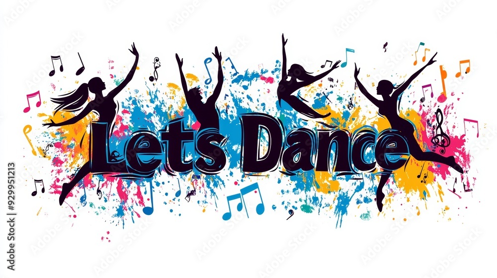 Digital illustration of the text "Lets Dance" in dynamic, flowing fonts ...