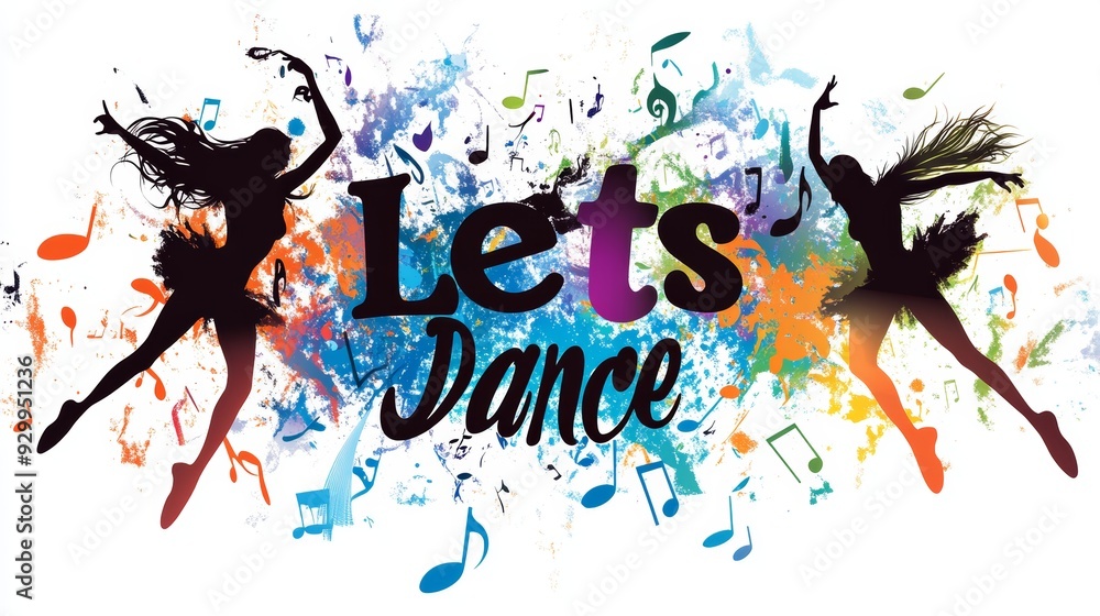 Digital illustration of the text "Lets Dance" in dynamic, flowing fonts ...