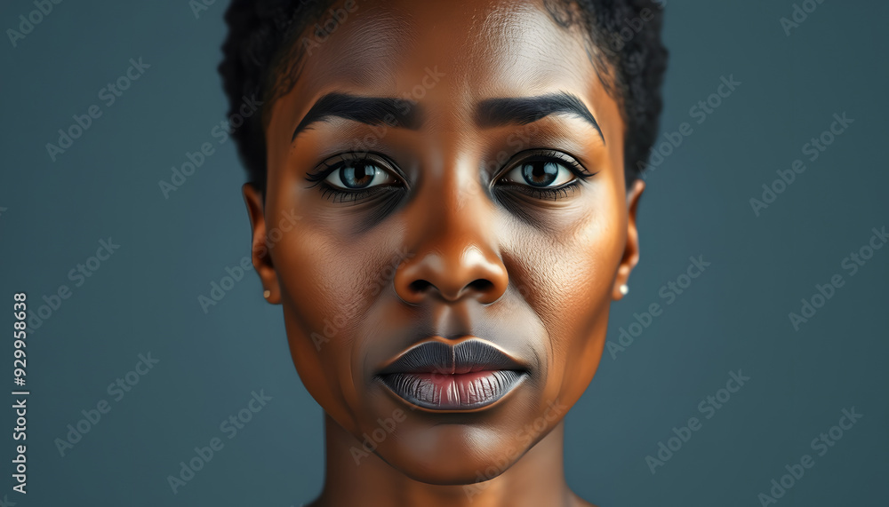 African American woman with symptoms of sinusitis and inflammation of ...