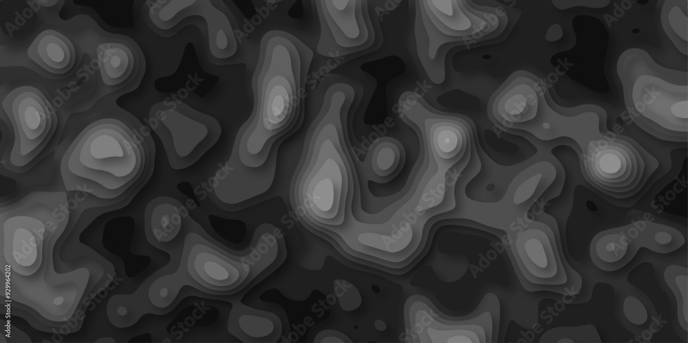 3D Stylized topographic contour map. Abstract lines or wavy backdrop ...