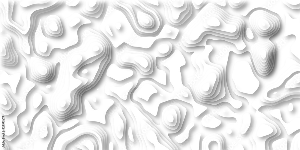 3D Papercut Stylized White topographic contour scheme and terrain ...