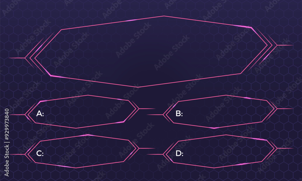 Vetor de Quiz Game Purple Neon Frame UI. Intellectual Challenge Game ...