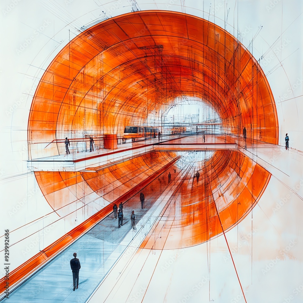 Conceptual blueprint of a multilevel commuter tunnel system, allowing ...