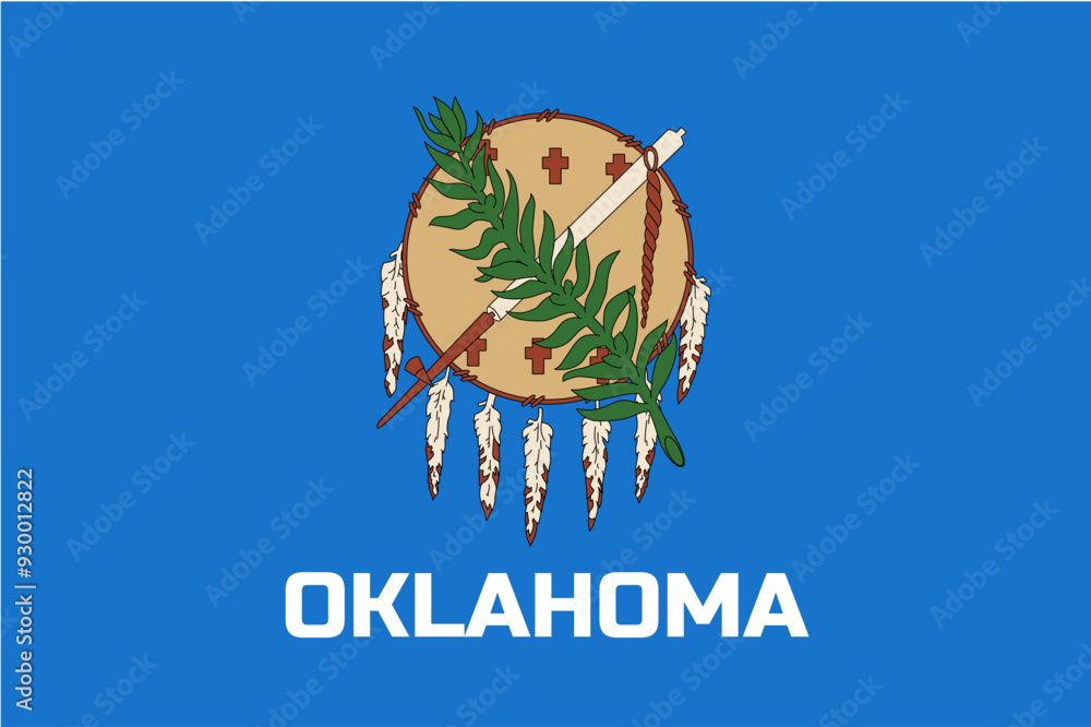 Flag of Oklahoma, symbol of USA federal state. Full frame federal flag ...