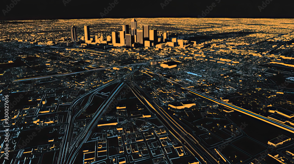 Technical aerial visual, 3D LiDAR GIS aerial map satellite scan model ...