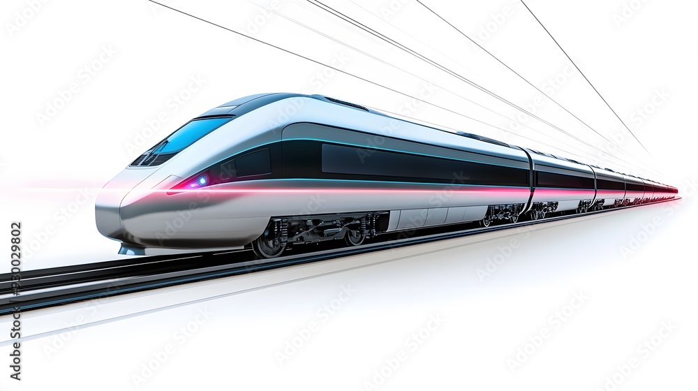 An advanced high-speed electro train with a streamlined, polished ...