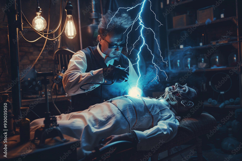 It's Alive with Frankenstein's Scientist Harnessing Electricity to ...