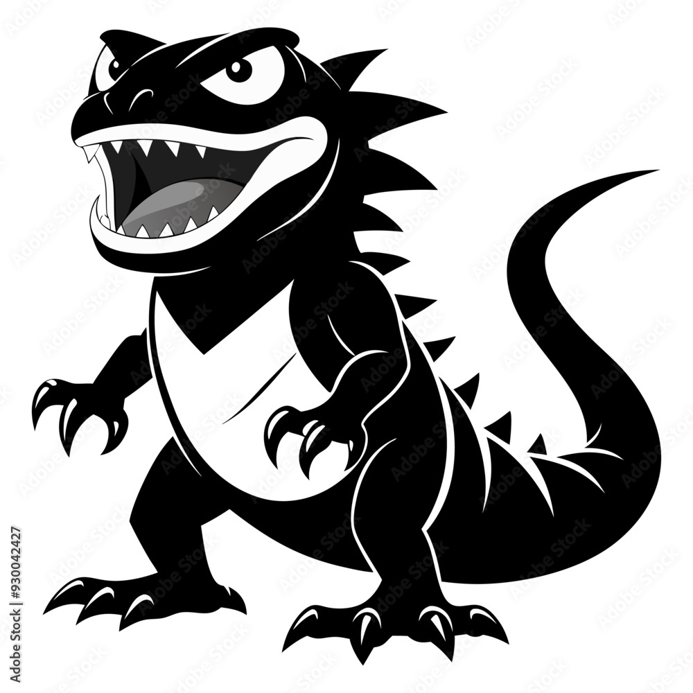 T-Rex Tyrannosaurus vector illustration, Cartoon Angry t-rex with open ...