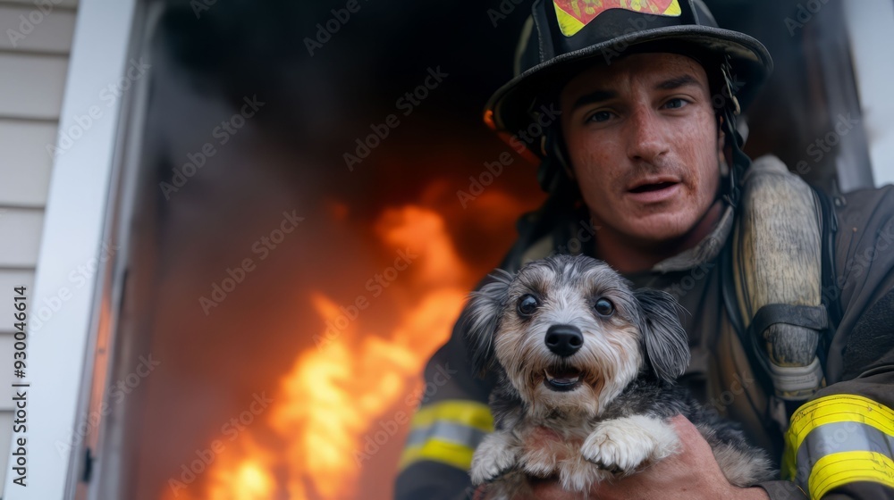 Firefighter rescues a dog from a burning home, showcasing bravery and ...
