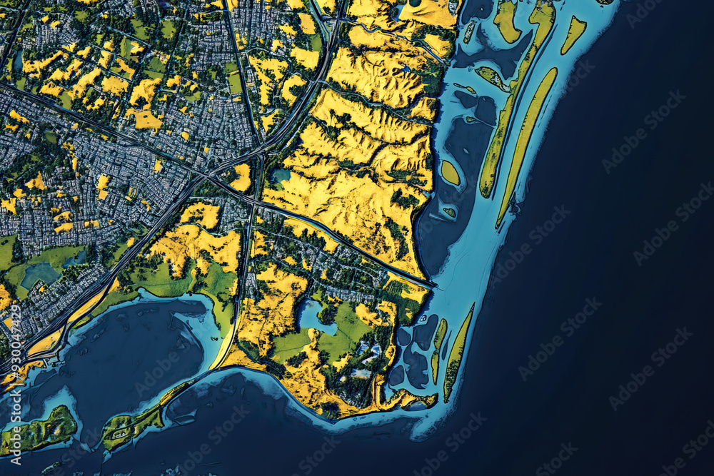 Technical aerial visual, 3D LiDAR GIS aerial map satellite scan model ...