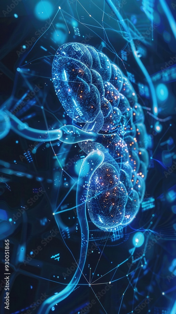 Renal diagnosis, closeup, digital kidney function test, advanced ...