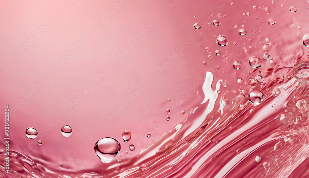 Abstract summer background with pink water, ripples, and bubbles. Soft ...
