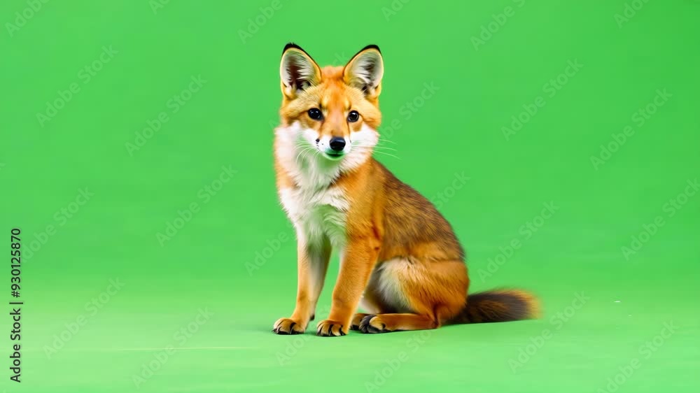 Cute little orange fox sits on chromakey background. Sly red fox in ...